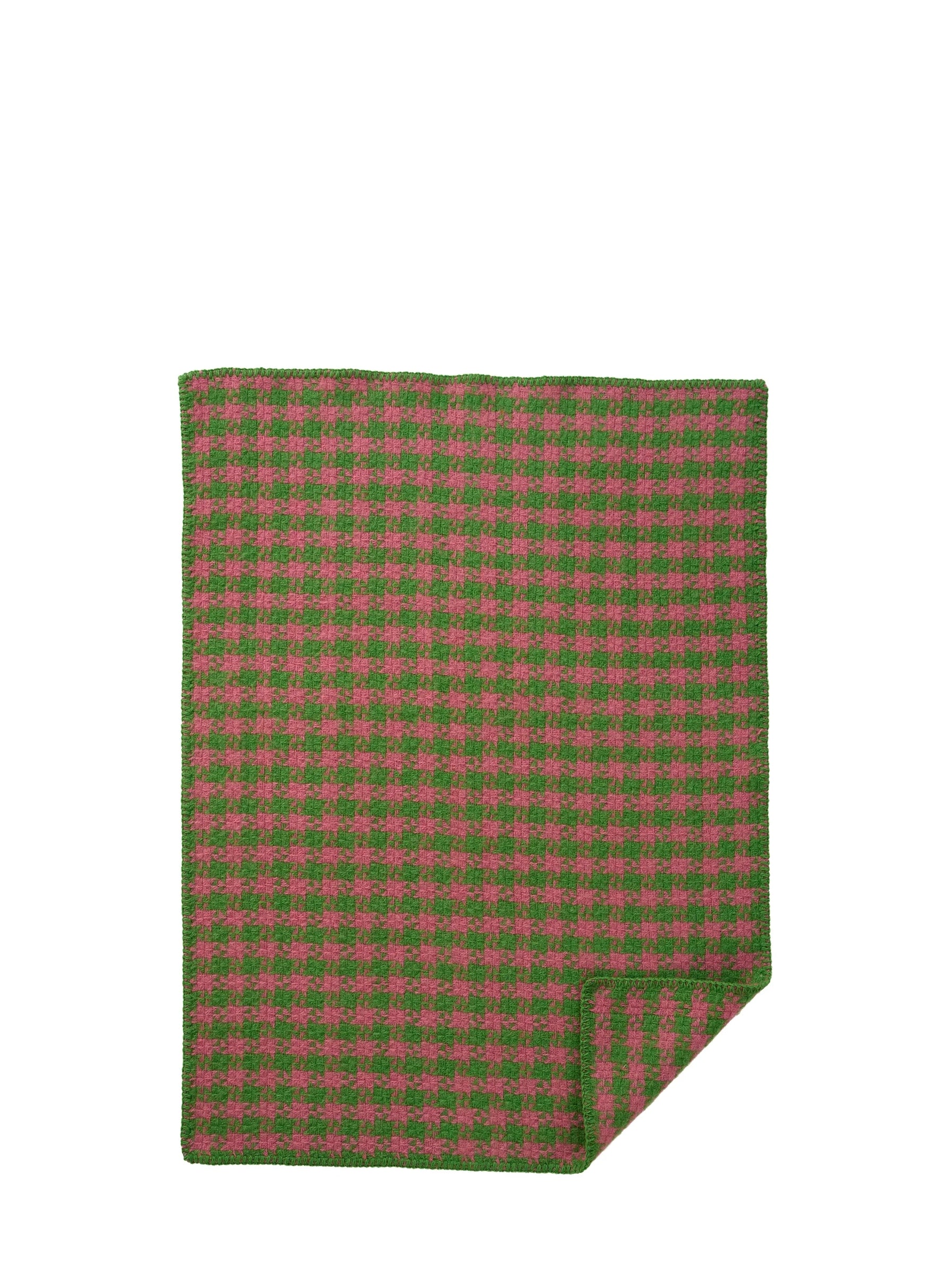 Klippan Yllefabrik: Dogtooth baby throw, green-pink (65x90 cm) – My o My