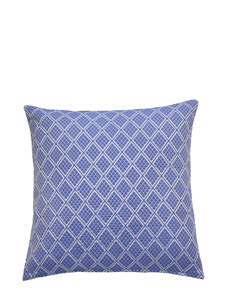 DAGNY: Cushion with diamond check pattern in blue & silver – My o My